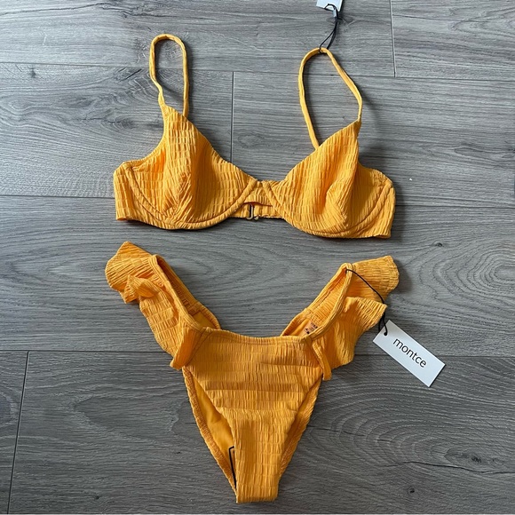 Montce | Swim | Montce Swim Mari Scrunch Bikini Mango Balconette Top ...